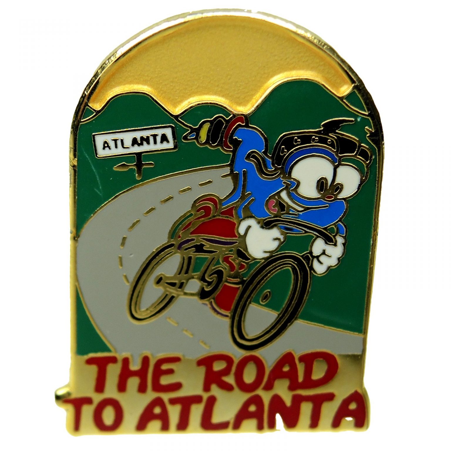 Izzy Mascot The Road to Atlanta Bicycle Pin